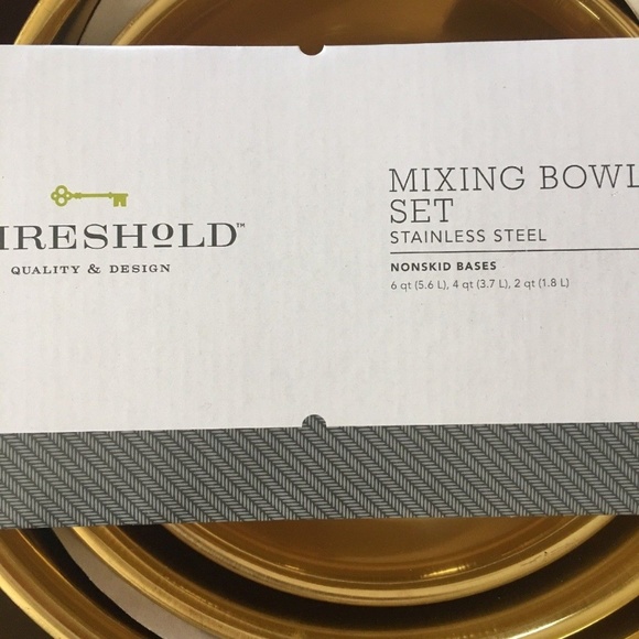 Threshold | Kitchen | Modern Gold Kitchen Mixing Bowls Stainless 3pc ...